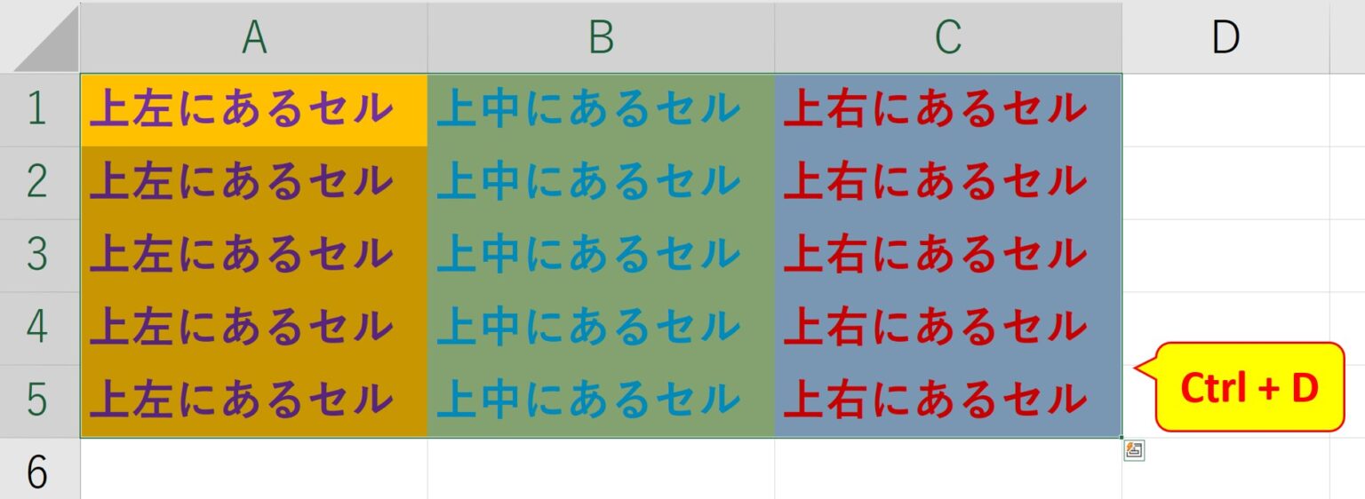 【Excel】「Ctrl+D」「Ctrl+R」で上や左のセルをコピーする｜値のみ貼り付ける方法も - Excel Starter Kit